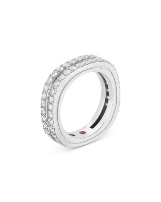 Roberto Coin 18K White Gold Portofino Diamond Double Row Square Ring ...