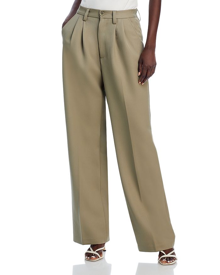 Anine Bing Carrie Pleated Wide Leg Wool Pants | Bloomingdale's