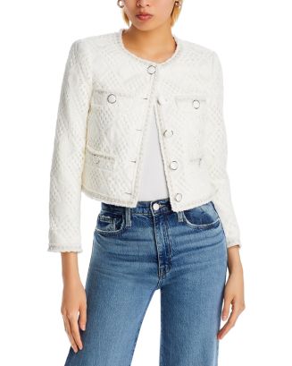 MILLY Geometric Pattern Crocheted Cropped Jacket | Bloomingdale's