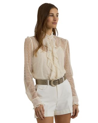 Ralph Lauren Ruffle Trim Lace Shirt | Bloomingdale's
