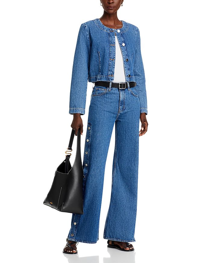 Derek Lam 10 Crosby Ezra Cropped Denim Jacket & High Rise Side Snap Wide Leg Jeans | Bloomingdale's
