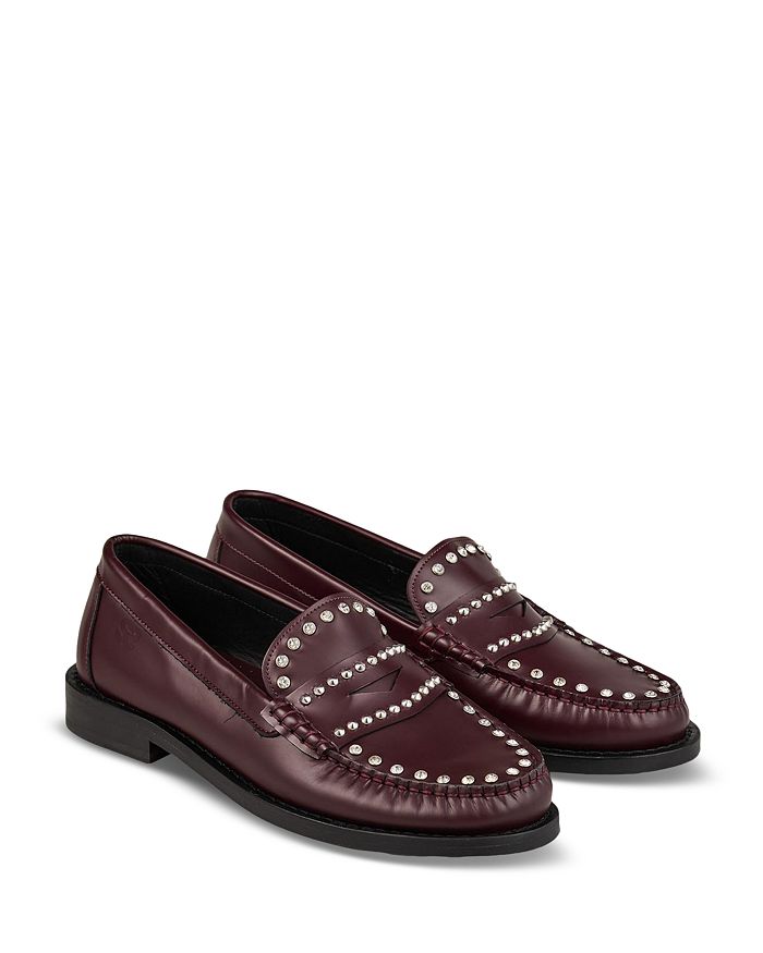 Sandro Women's Embellished Liver Leather Loafers | Bloomingdale's