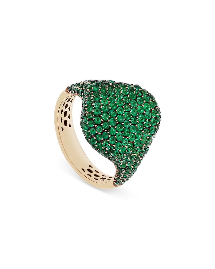 Crivelli 18K Yellow Gold Serpent Emerald Pavé Dome Statement Ring - Exclusive, Italy Campaign ...