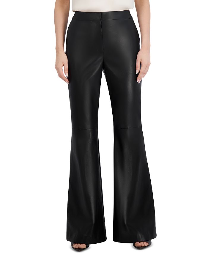 BCBGMAXAZRIA Faux Leather Flared Leg Pants | Bloomingdale's