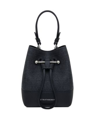 Strathberry Osette Cashmere & Leather Charcoal Black Crossbody ...