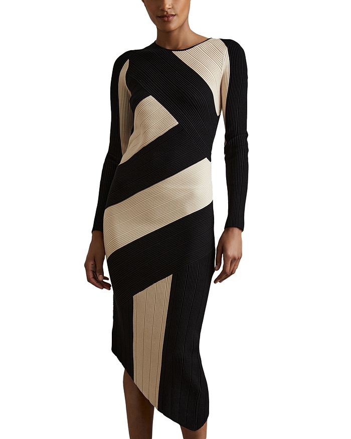 REISS Jem Knitted Color Block Midi Dress | Bloomingdale's
