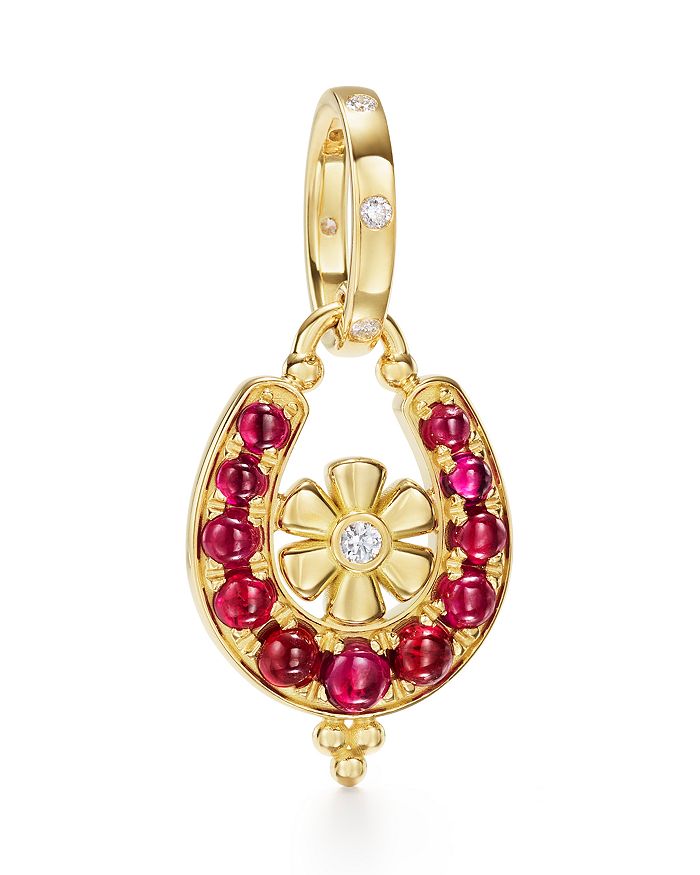 Temple St. Clair 18K Yellow Gold FJ Ruby & Diamond Horseshoe Flower ...