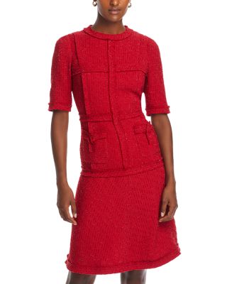 Teri Jon by Rickie Freeman Metallic Tweed Geo Stripe Dress | Bloomingdale's