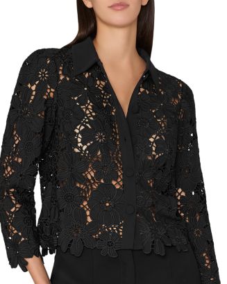 MILLY June Roja Lace Blouse | Bloomingdale's