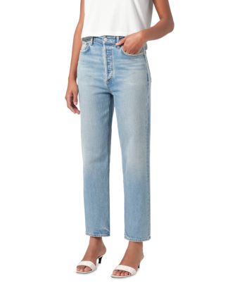AGOLDE 90's High Rise Straight Leg Jeans in Ripple | Bloomingdale's Women