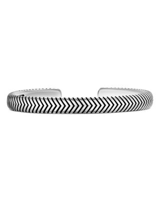 Mens Chevron Cuff Bracelet in Sterling Silver  8mm