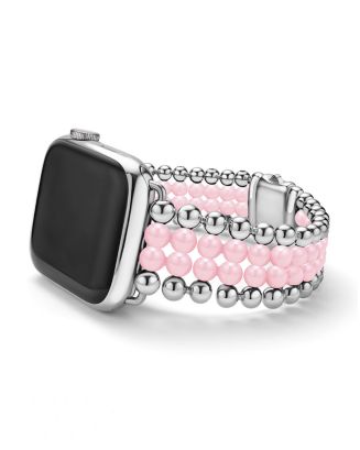 LAGOS Stainless Steel & Pink Ceramic Smart Caviar Watch Band for Apple ...