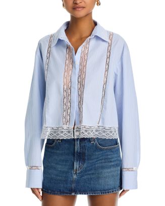 LoveShackFancy Delano Lace Trim Shirt | Bloomingdale's