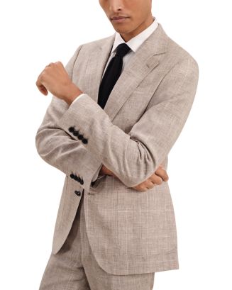 REISS Ashton Linen Check Regular Fit Notch Lapel Blazer | Bloomingdale's