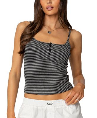Click here for Edikted Striped Henley Tank Top prices