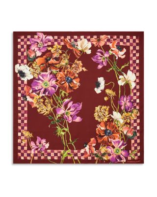 Ferragamo Flower Bordeaux Silk Scarf