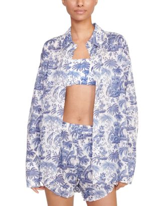 STAUD Colton Shirt Swim Cover-Up & Boyana Swim Cover-Up Shorts ...