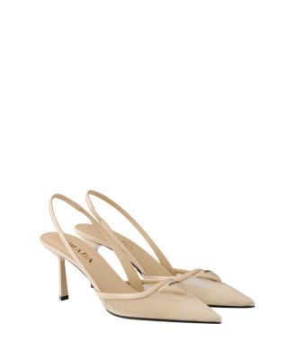 Click here for Prada Womens Mesh Fabric Slingback Pumps prices