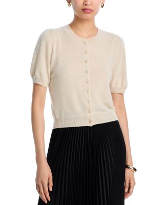 Click here for Aqua 100 Cashmere Short Puff Sleeve Cardigan - Exc... prices