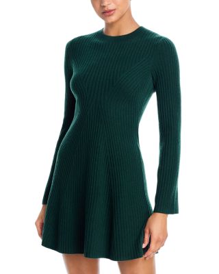 Click here for Aqua 100 Cashmere Contour Ribbed Cashmere Mini Dre... prices