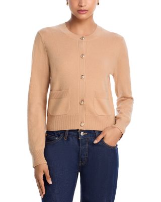 Click here for Aqua 100 Cashmere Crewneck Cardigan - Exclusive prices
