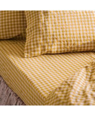Click here for Piglet in Bed Gingham Linen Blend Fitted Sheet prices