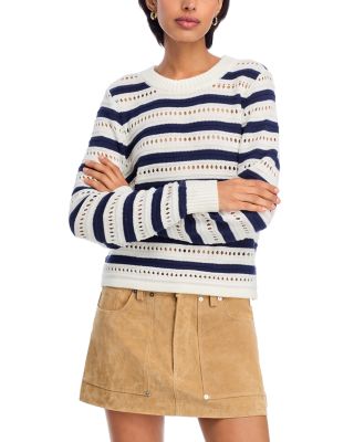 Aqua Stripe Pointelle Crewneck Sweater - Exclusive