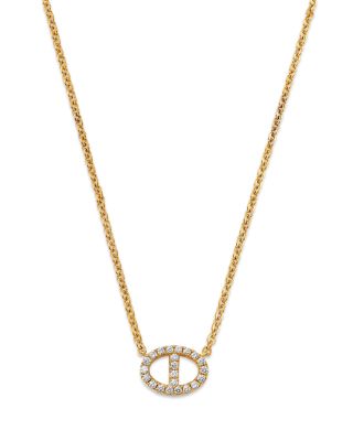 Bloomingdales Fine Collection Diamond Mariner Single Link Pendant Necklace in 14K Yellow Gold  0.2 tcw