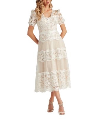 Click here for Tadashi Shoji Belline Embroidered Chiffon Midi Dre... prices