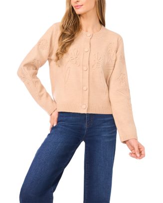 CeCe Floral Embroidery Cardigan Sweater | Bloomingdale's Women