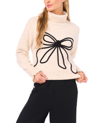 Click here for CeCe Embroidered Ribbon Turtleneck Sweater prices