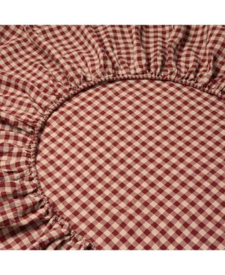 Click here for Piglet in Bed Gingham Linen Fitted Sheet  Queen prices