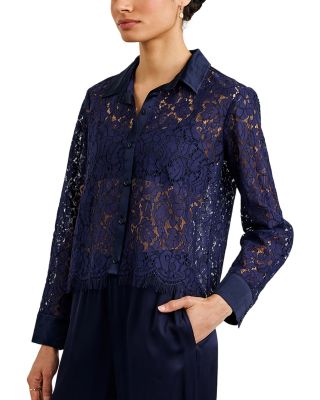 Click here for Bella Dahl Lace Contrast Button Down Shirt prices