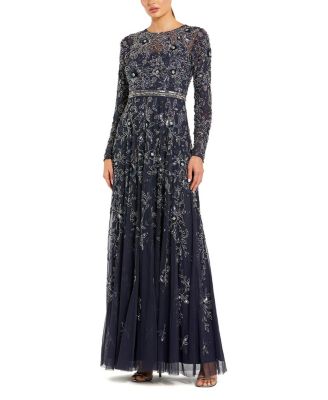 Click here for Mac Duggal Long Sleeve Floral Embellished Mesh A L... prices