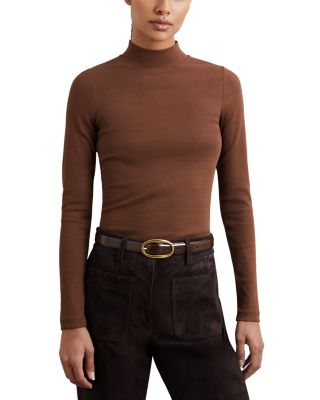 Click here for Reiss Polly Rib Funnel Neck Top prices