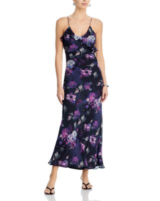 Click here for Aqua Watercolor Floral Ruffle Maxi Slip Dress - Ex... prices