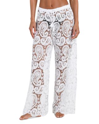 Click here for LAgence Geraldine Paisley Crochet Cover-Up Pants prices