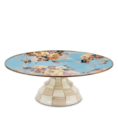 Click here for MacKenzie-Childs Wild Rose Slate Large Pedestal Pl... prices