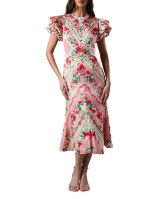 Click here for Coast Lisa Printed Ruffle Hem Midi Dress prices