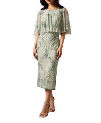 Click here for Coast Floral Embellished Cape Midi Dress prices
