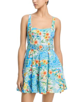 Click here for Aqua Fruit Tile Belted Mini Dress - Exclusive prices