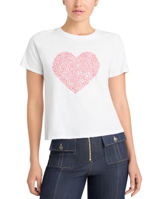 Click here for Cinq a Sept Rhinestone Doodle Heart Shrunken Tee prices