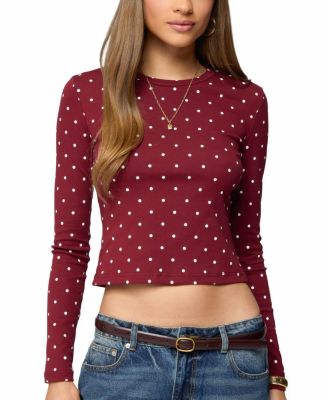 Click here for Edikted Daliya Polka Dot Long Sleeve Top prices