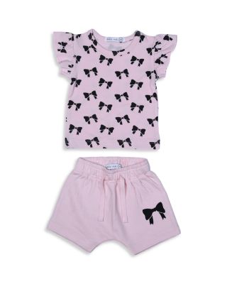 Click here for Little Mish Girls Bows Print Flutter Tee & French... prices