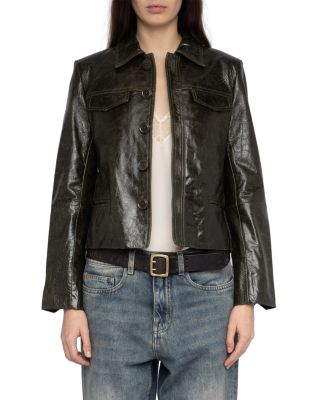 Click here for Zadig & Voltaire Liam Cuir Glossy Leather Jacket prices