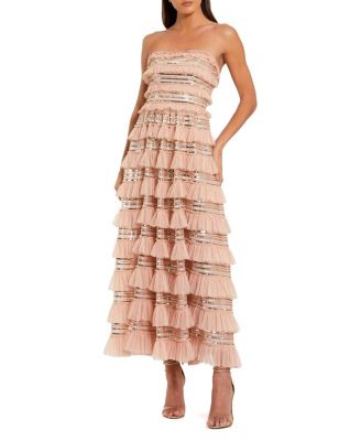 Click here for Mac Duggal Strapless Sequin Micro Ruffle Maxi Dres... prices