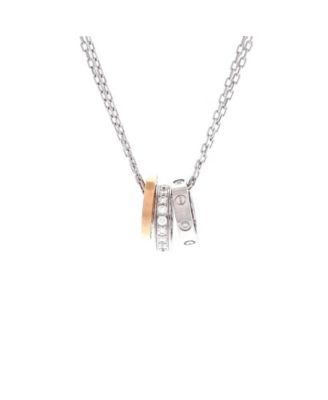 Click here for Pre-Owned Cartier Love 3 Ring Pendant Necklace 18K... prices