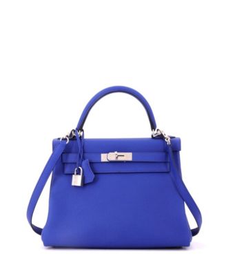 Click here for Pre-Owned HERMES Kelly 28 Handbag Blue Togo with P... prices