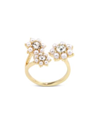 Click here for Aqua Cubic Zirconia & Imitation Pearl Flower Open... prices