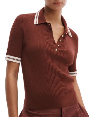 Click here for rag & bone Laurie Tipped Short Sleeve Polo Sweater prices